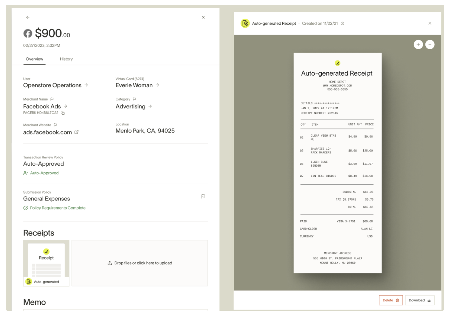 Auto-Generated Receipts – Ramp