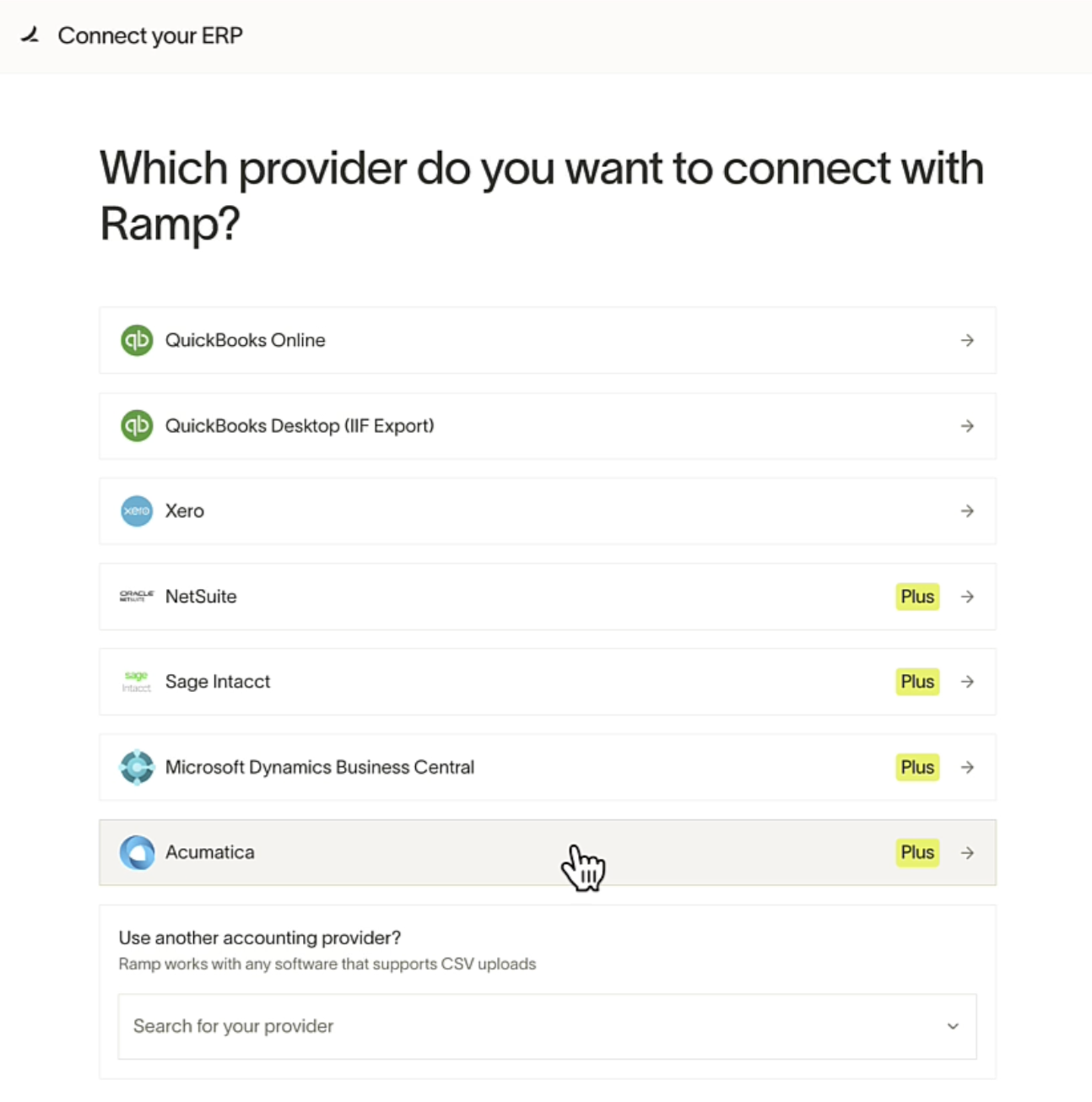 How to connect Acumatica to Ramp – Ramp