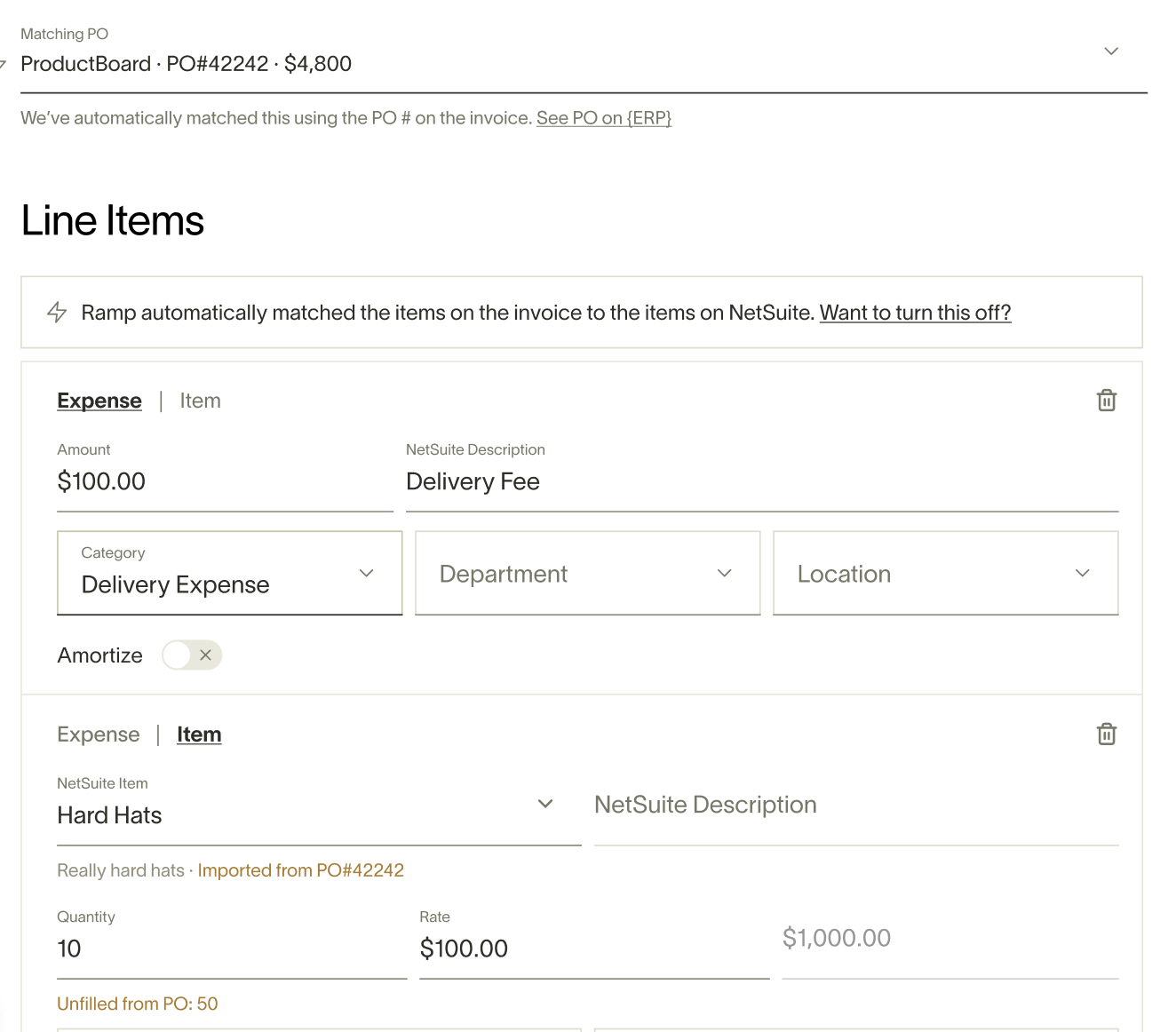 Importing and matching Purchase Orders (POs) on Ramp Bill Pay – Ramp