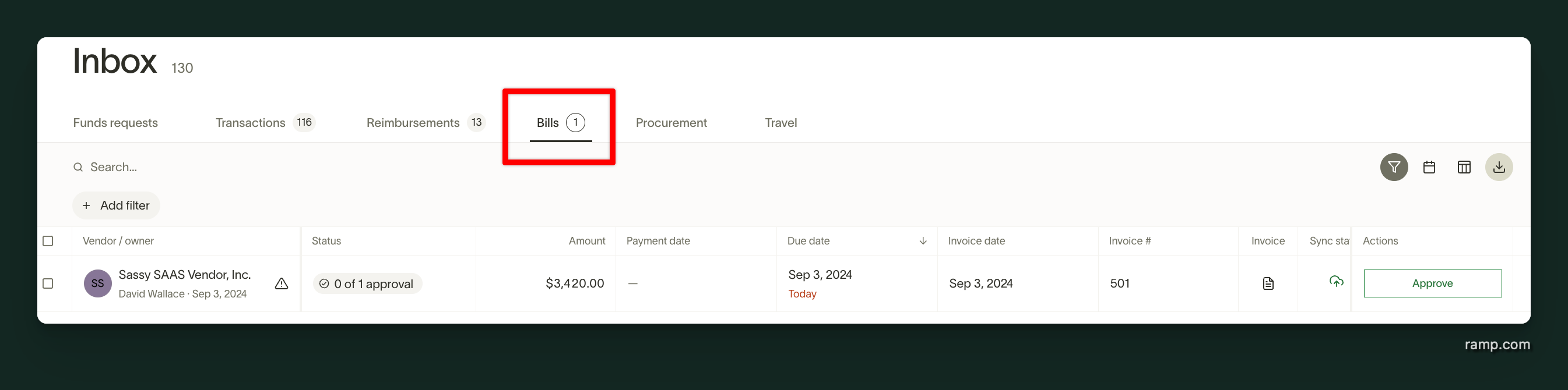 Bill Pay approvals – Ramp