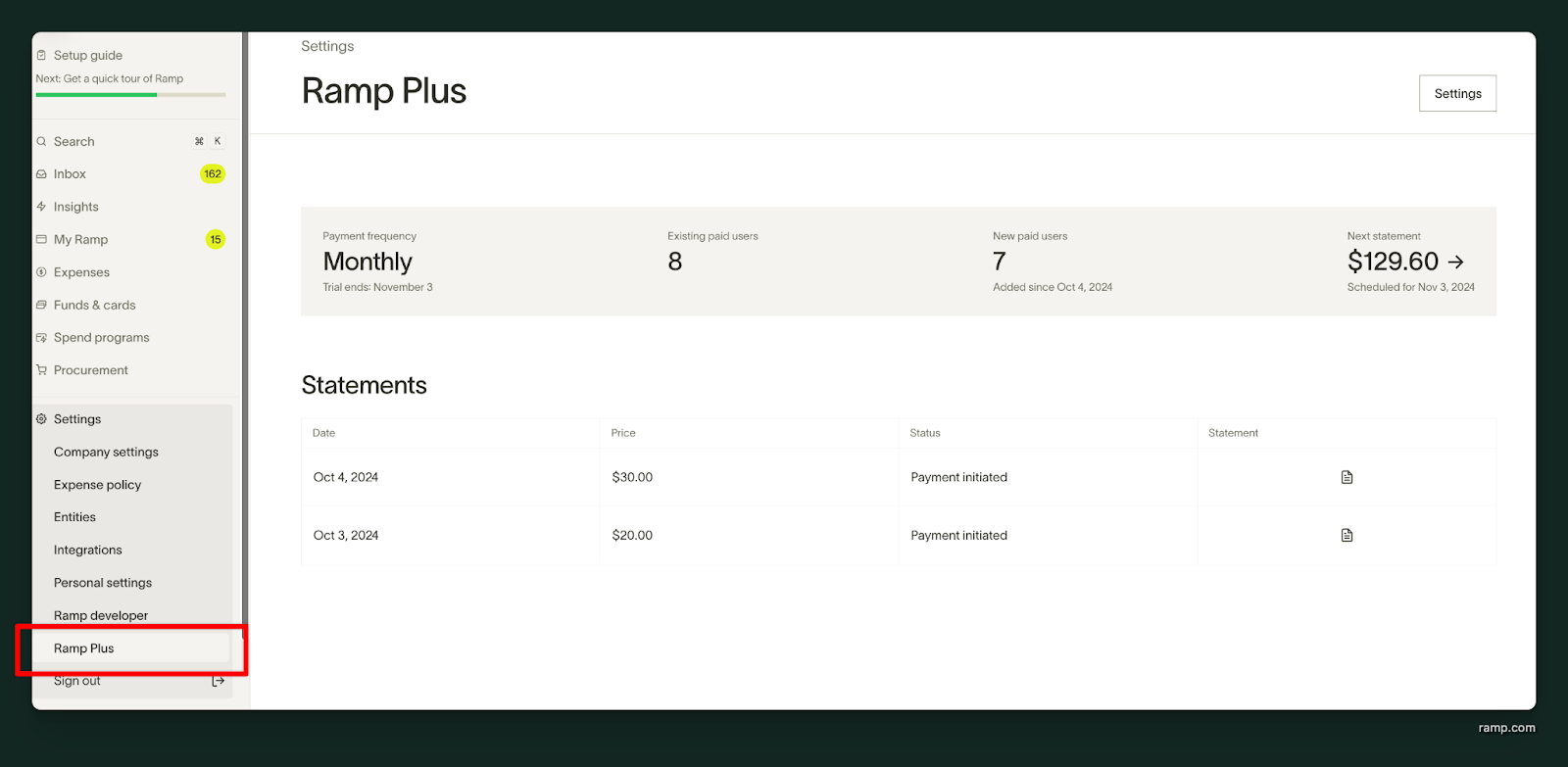 Bill Pay fees – Ramp