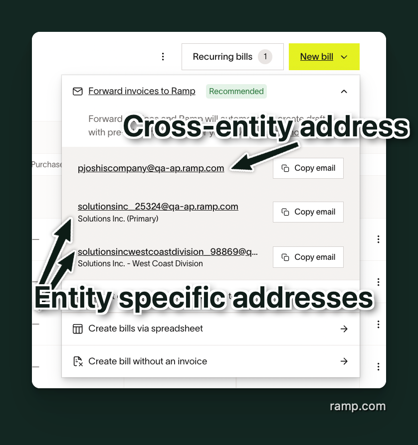 Bill Pay AP Email Forwarding – Ramp