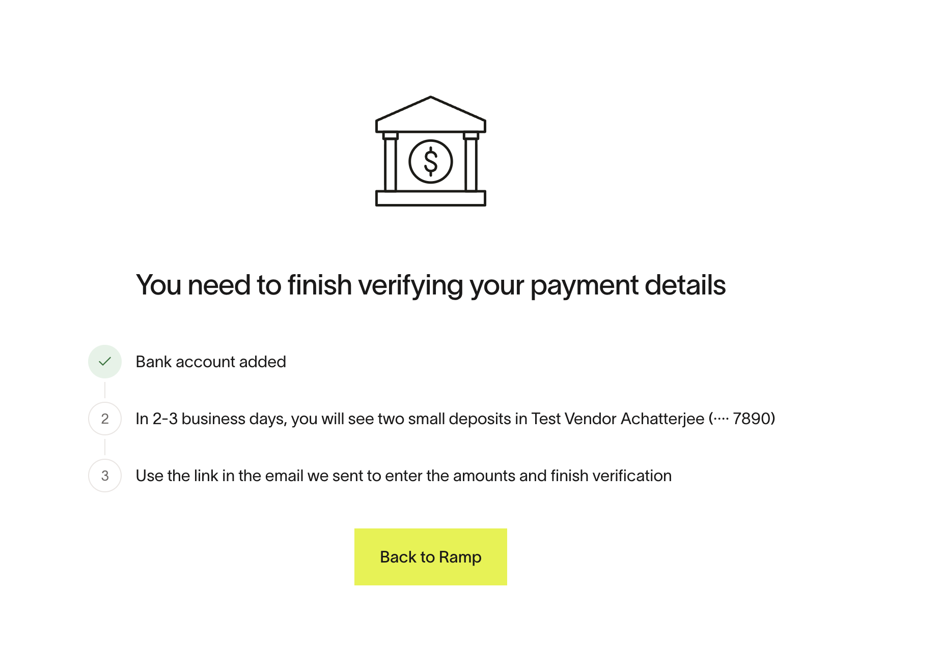 Payment account confirmation – Ramp