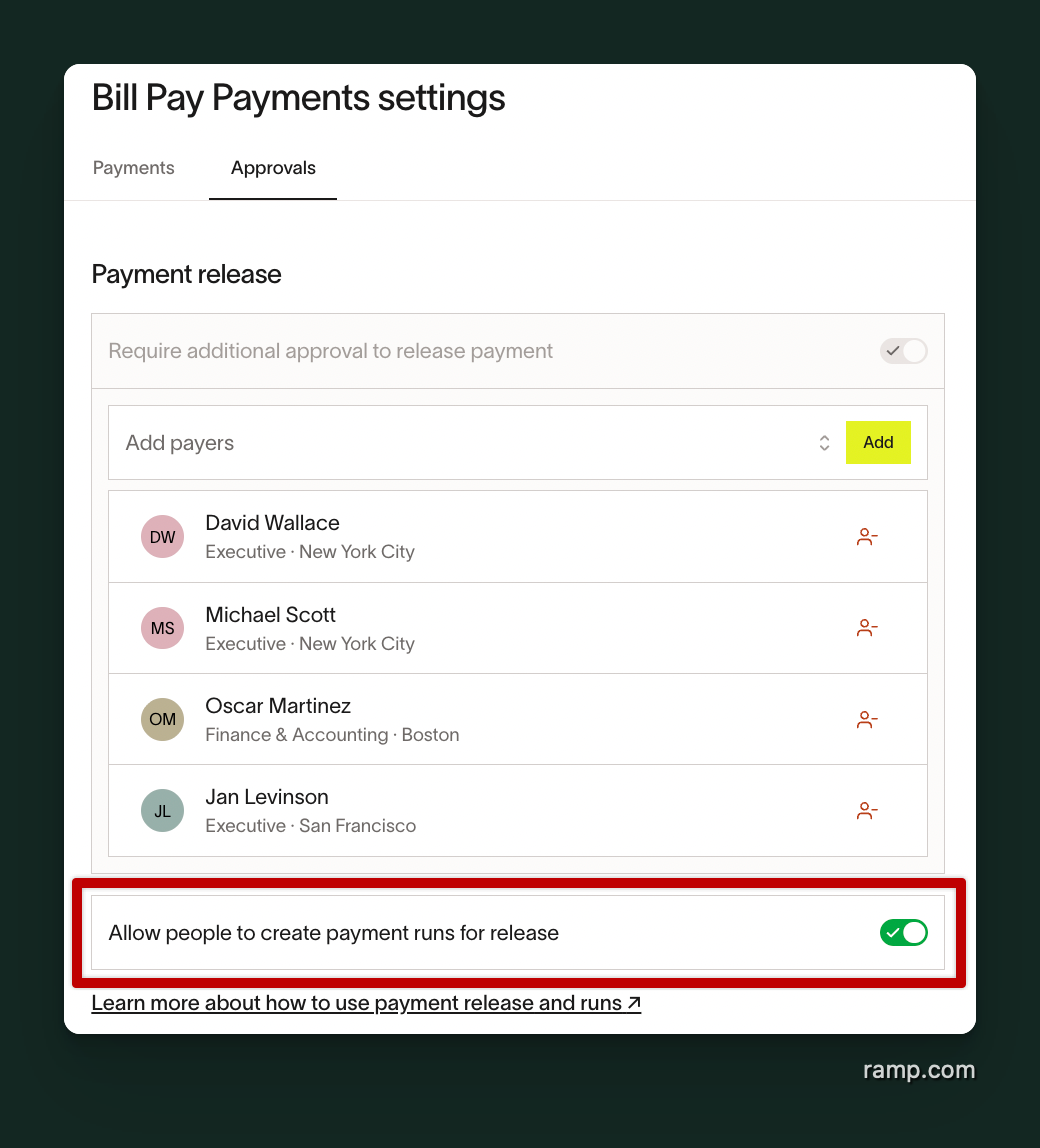 Payments Runs on Ramp Bill Pay – Ramp